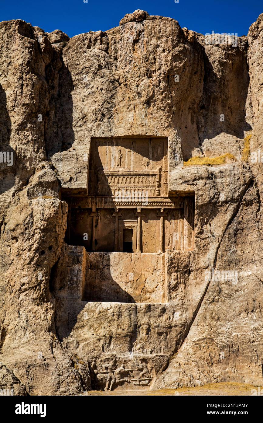 Rock tomb of Artaxerxes I. Reliefs of Shapur II and Hormizd II. Naqsh-e ...