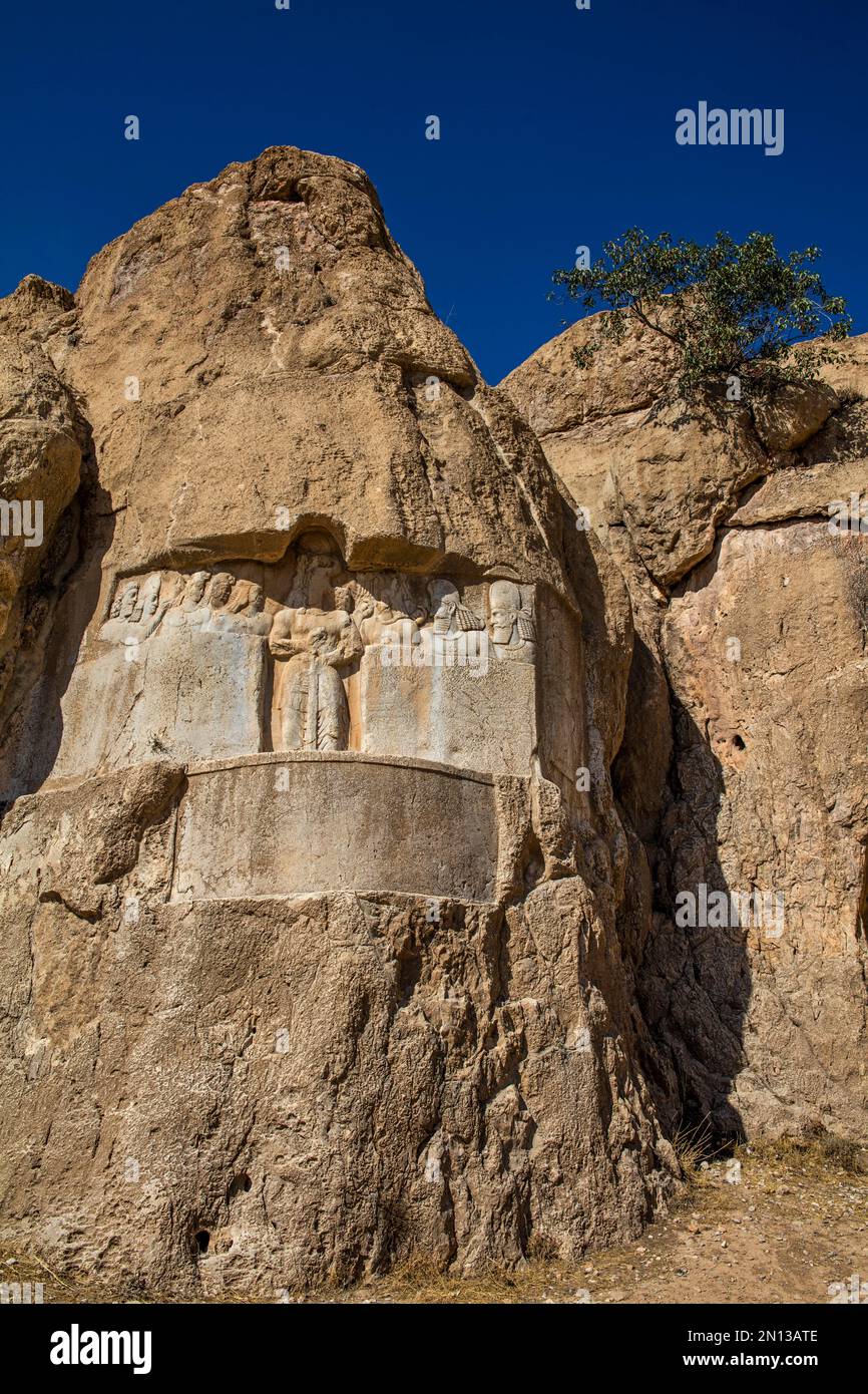 First relief of Bahram II and the Elamite relief, Naqsh-e Rostam, Rock ...