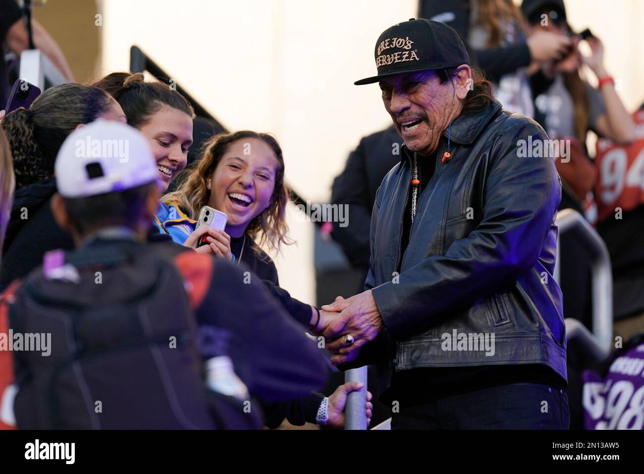 Actor Danny Trejo greets fans during a NASCAR exhibition auto race at ...