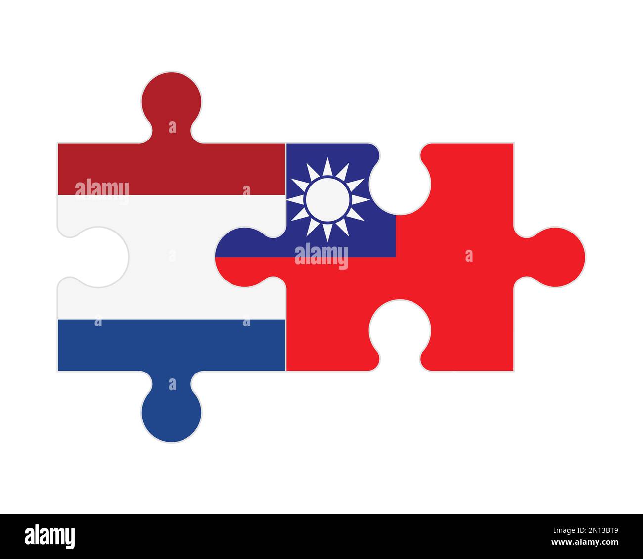 Connected puzzle of flags of Netherlands and Taiwan, vector Stock ...
