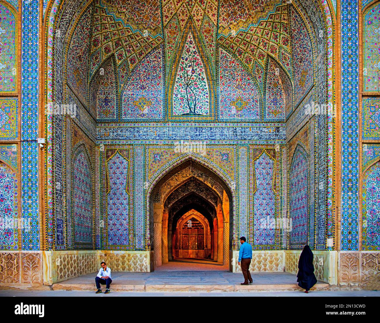 Faience-clad portal, Vakil Mosque (Masjed-e Vakil), Shiraz, Iran ...