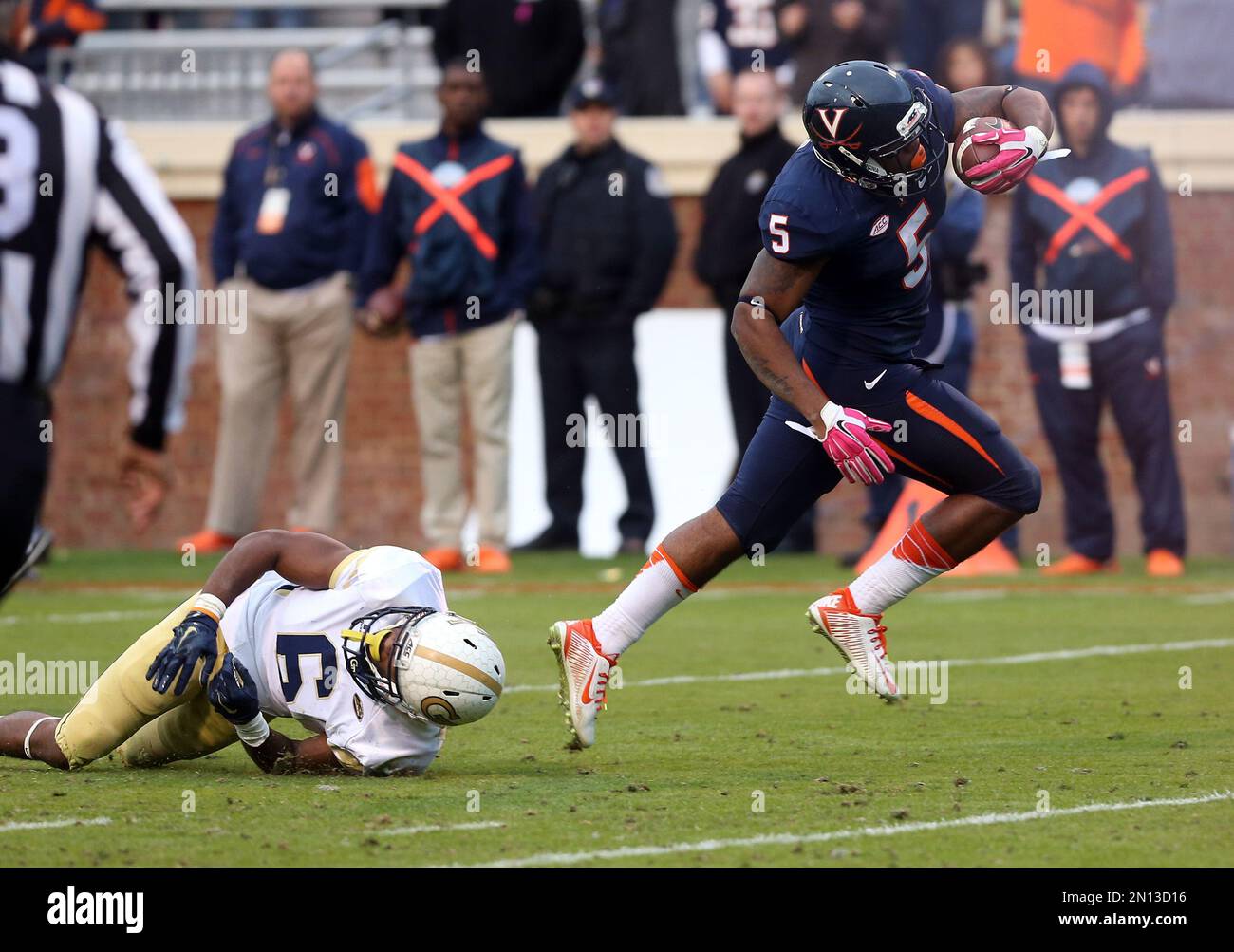 Virginia quarterback David Watford (5) gets past Georgia Tech defensive ...