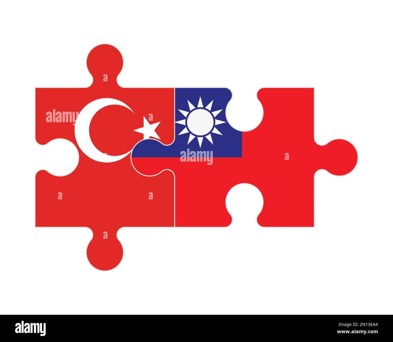 Connected puzzle of flags of Turkey and Taiwan, vector Stock Vector ...