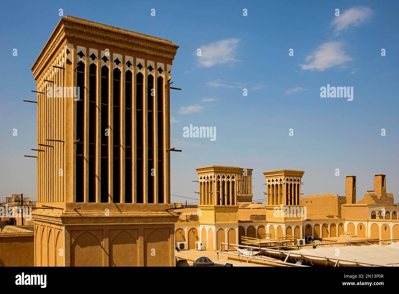 Wind towers, clay buildings in the old city, Yasd, Yasd, Iran, Asia ...