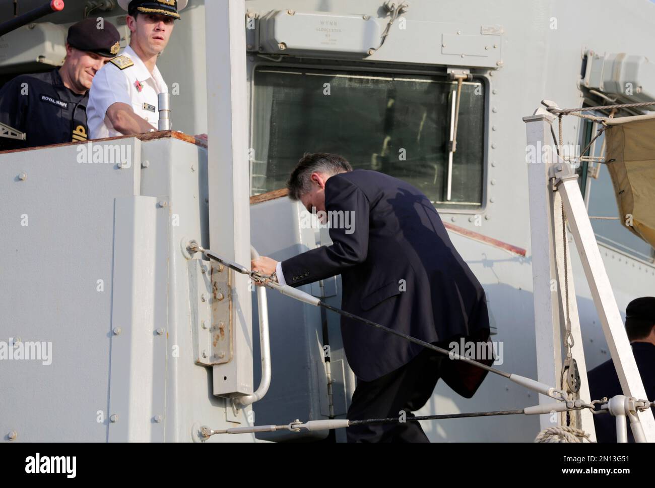British Foreign Secretary Philip Hammond embarks on a British military ...