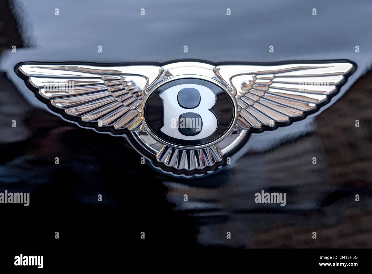 Bentley car brand logo on a Bentley Flying Spur luxury saloon, Munich ...