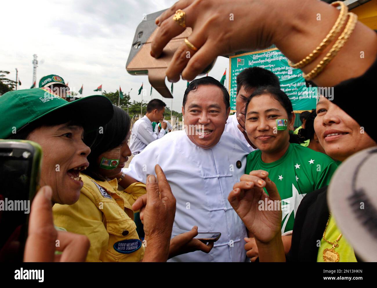 Myanmar's Defense Minister Lt. Gen. Wai Lwin, center, a candidate of ...