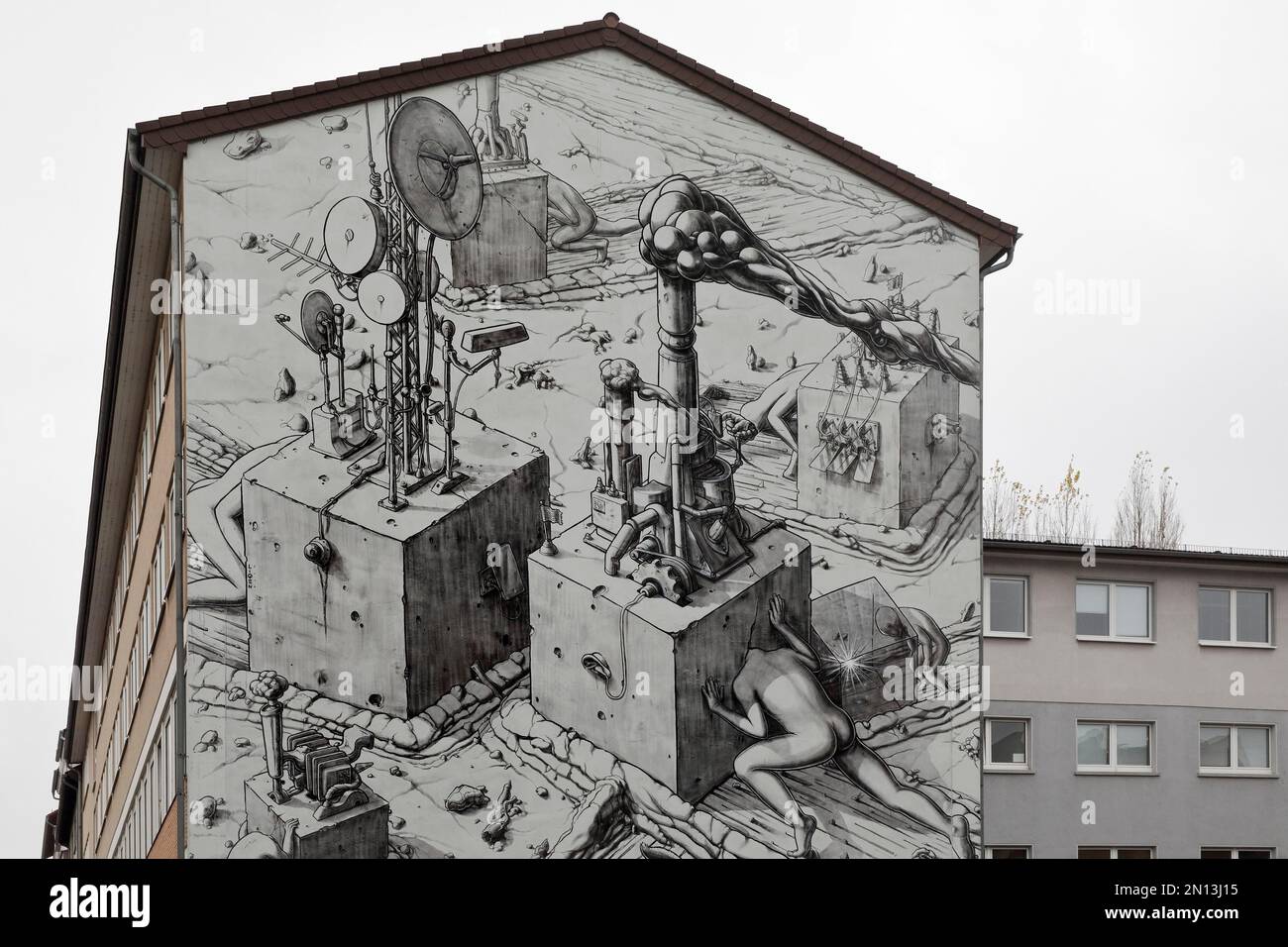 Streetart with the title The blindness, artist Liqen, socio-critical ...