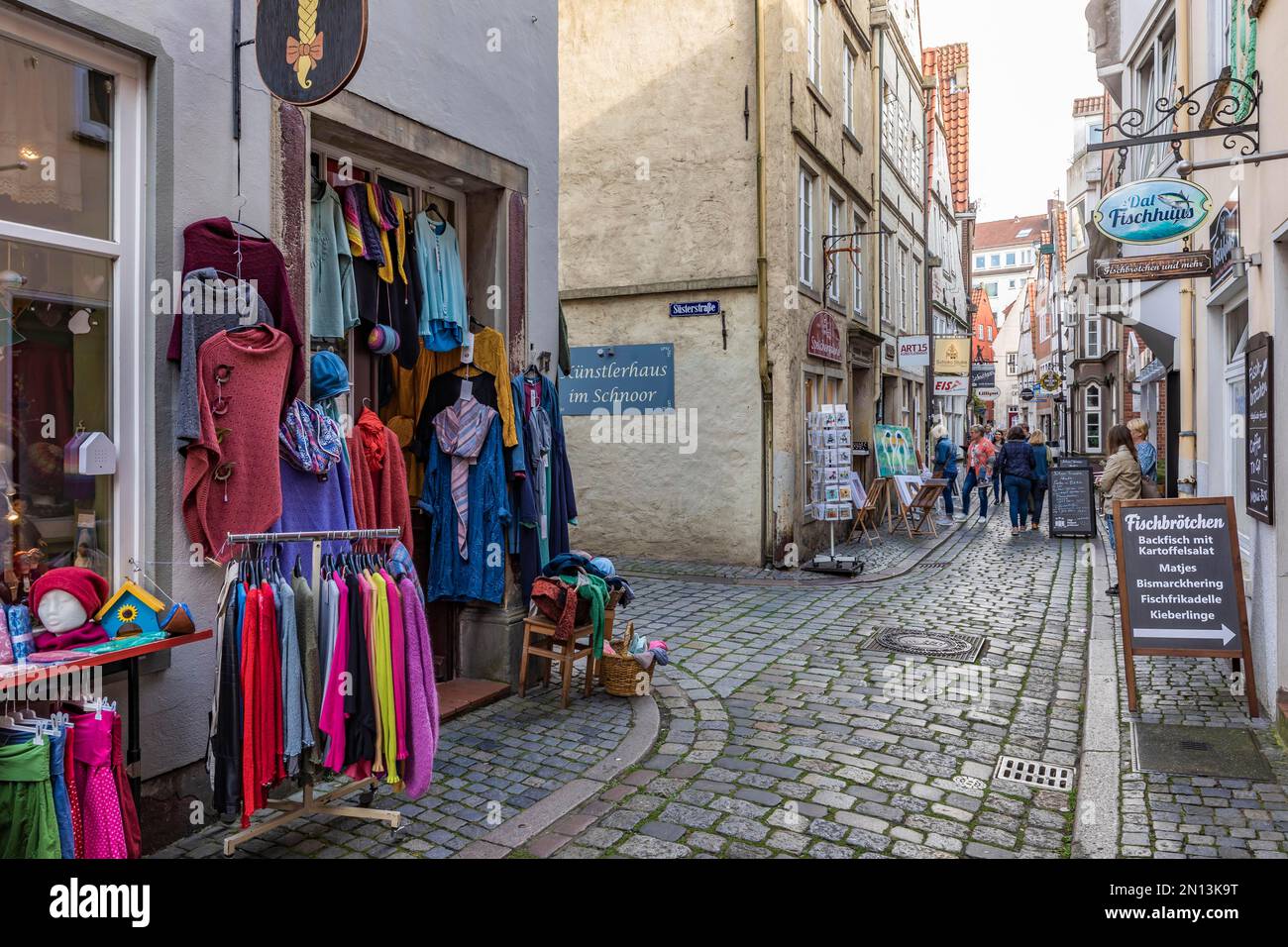 Shops and restaurants in the Schnoorviertel, Schnoor, Old Town ...
