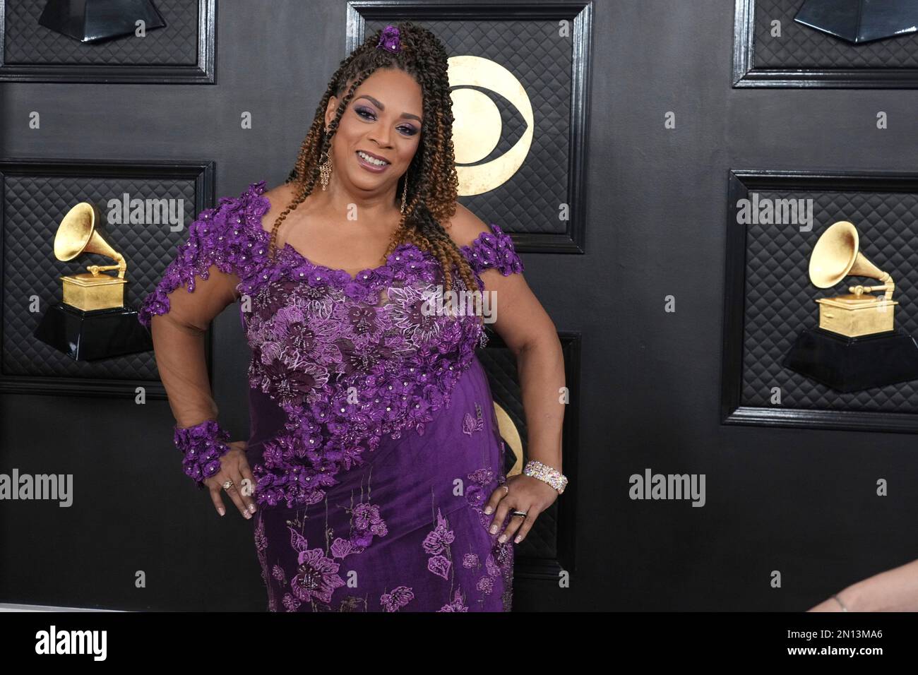 Pamela Dawson arrives at the 65th annual Grammy Awards on Sunday, Feb ...