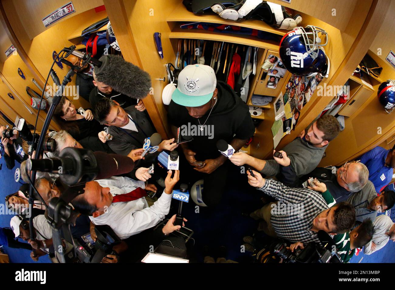 New York Giants defensive end Jason Pierre-Paul speaks to reporters for ...