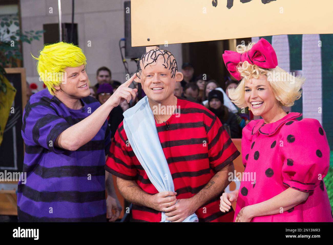 Willie Geist, from left, Carson Daly and Savannah Guthrie dress as ...