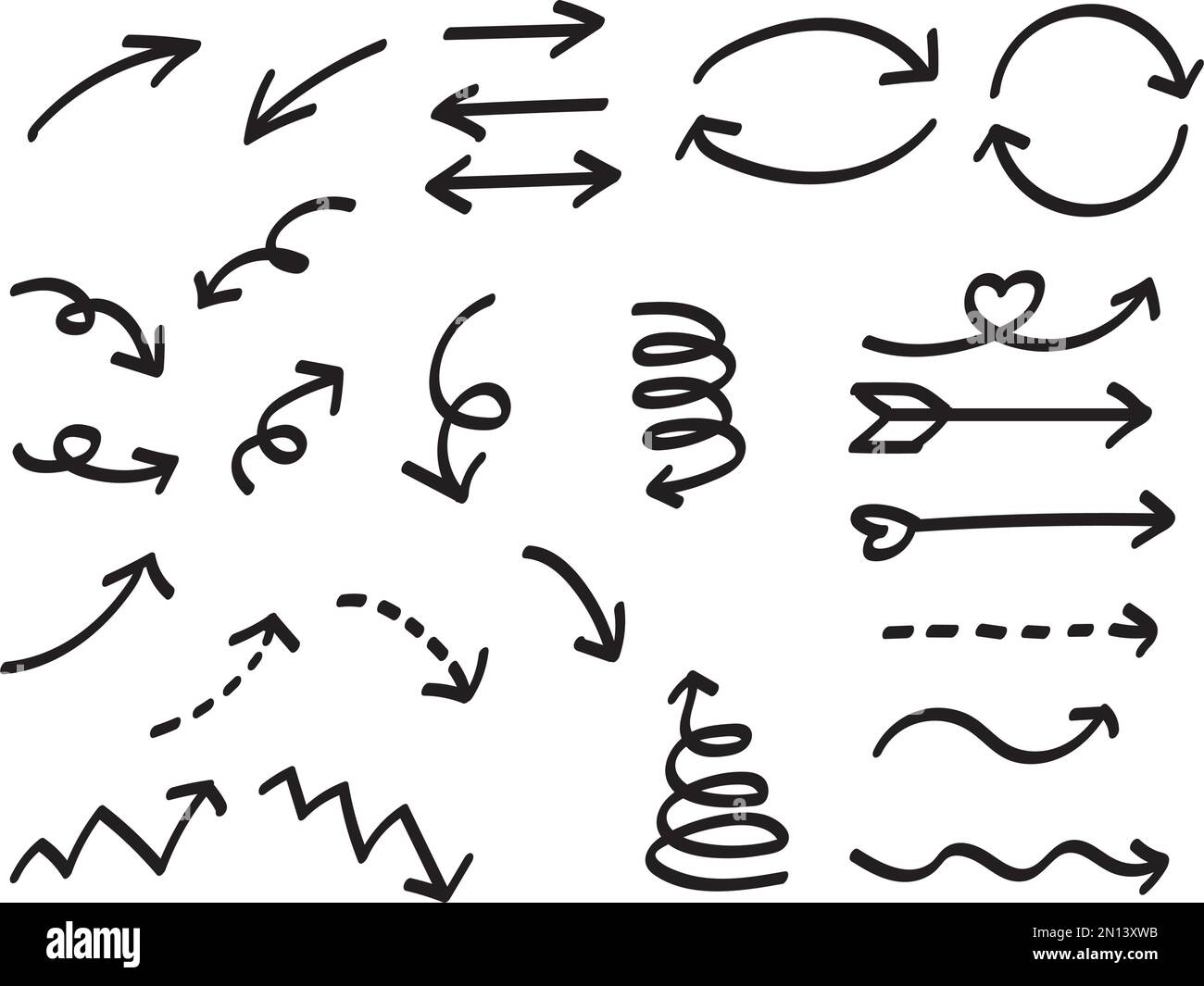 Handwritten round and round arrow set like drawn with a marker. Arrows ...