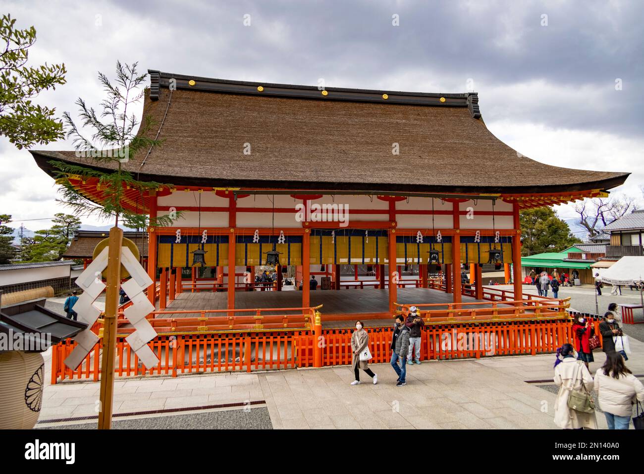 Buddhist temple in Kyoto with red pillars Stock Photo - Alamy