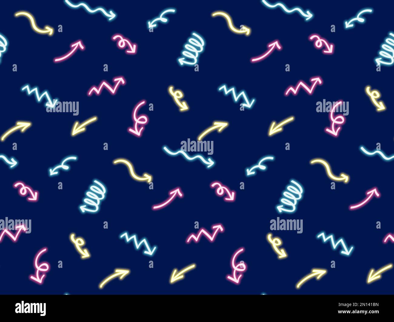 Neon arrow pattern seamless pattern on dark blue background. Electronic ...