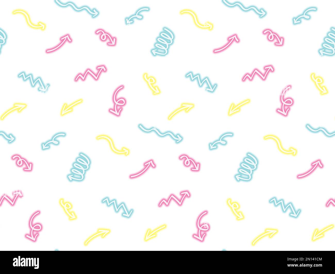 Neon arrow pattern seamless pattern on white background. Bright pop ...