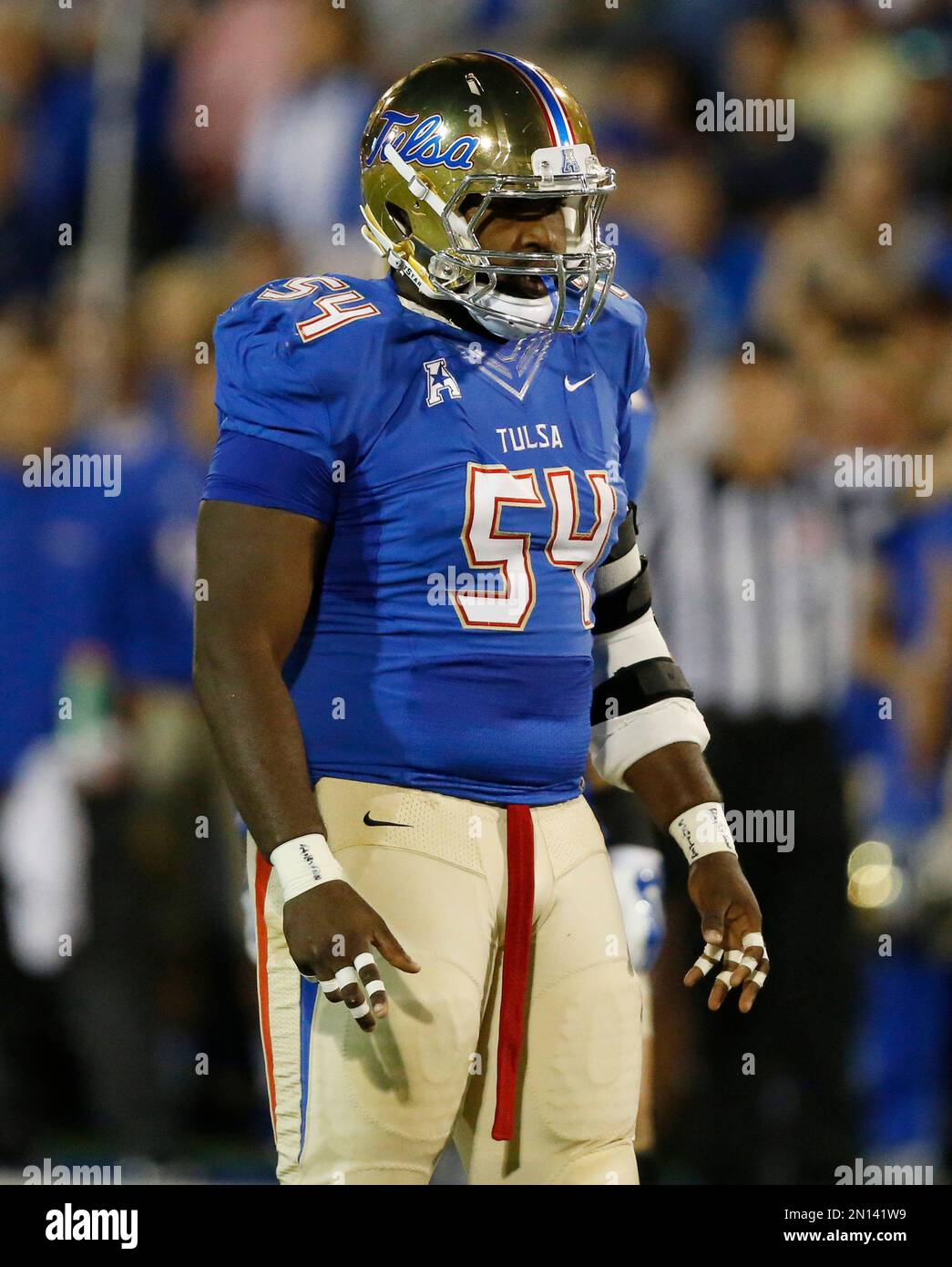 Tulsa defensive end Derrick Alexander (54) is pictured during an NCAA college football game ...
