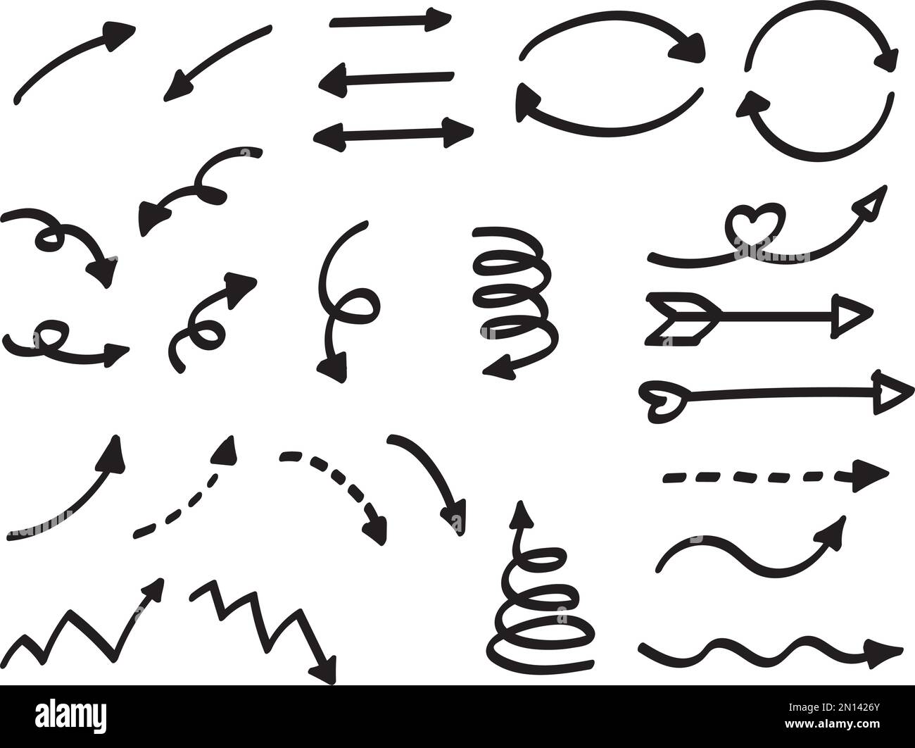 Handwritten round and round arrow set like drawn with a marker. The tip ...