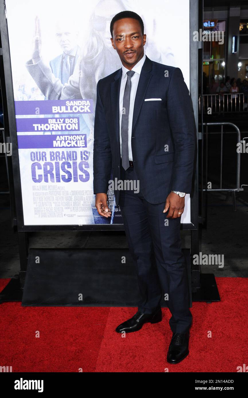 Actor Anthony Mackie arrives at the LA Premiere of "Our Brand is Crisis ...