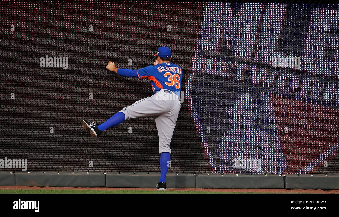 New York Mets' Sean Gilmartin stretches before batting practice for the ...