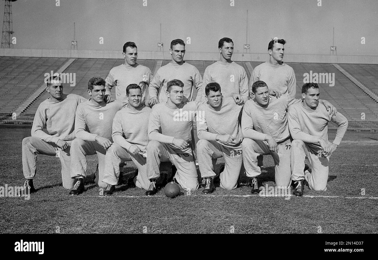 Navy's offensive team poses before a light workout in Philadelphia's ...