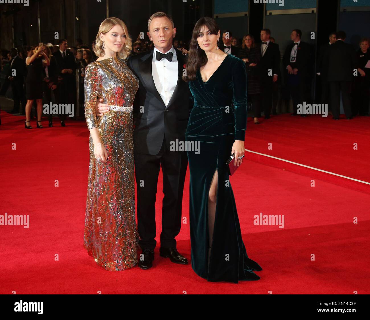Lea Seydoux, from left, Daniel Craig and Monica Bellucci pose for ...