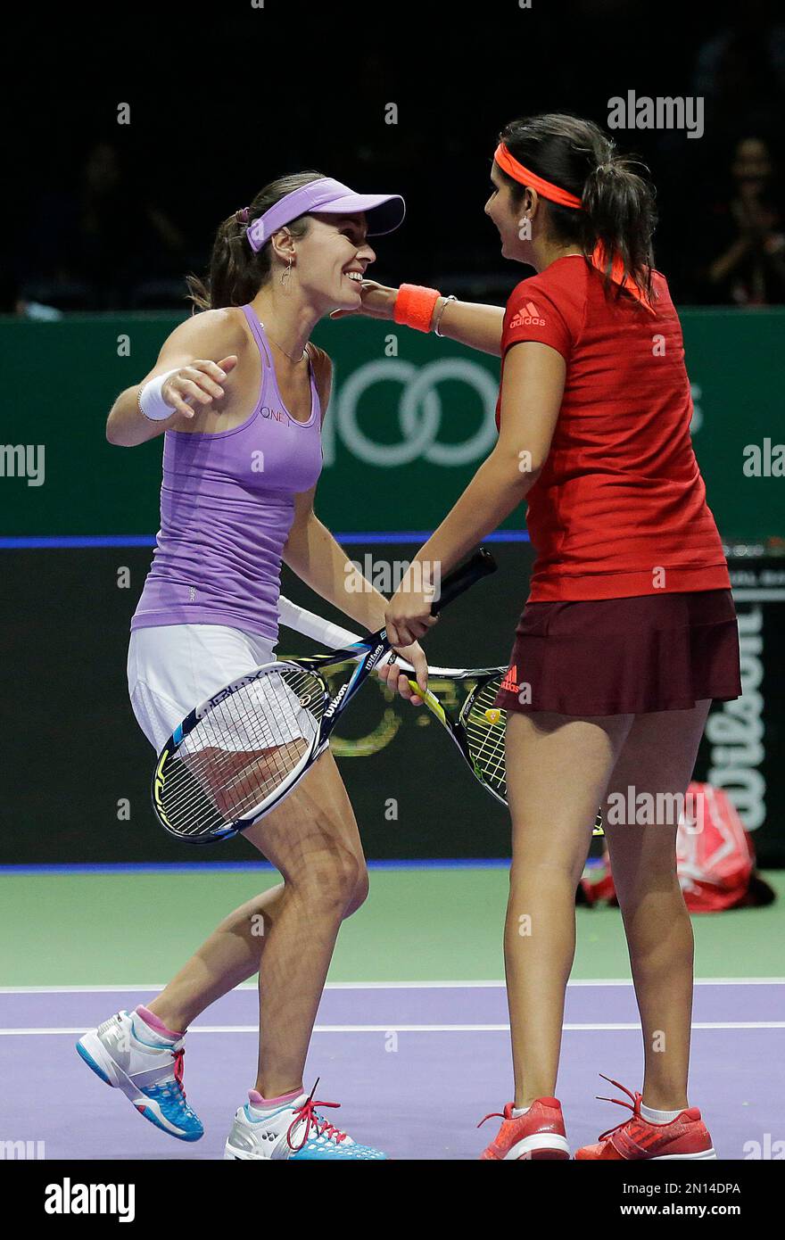 Sania Mirza of India, right, and Martina Hingis of Switzerland, left ...
