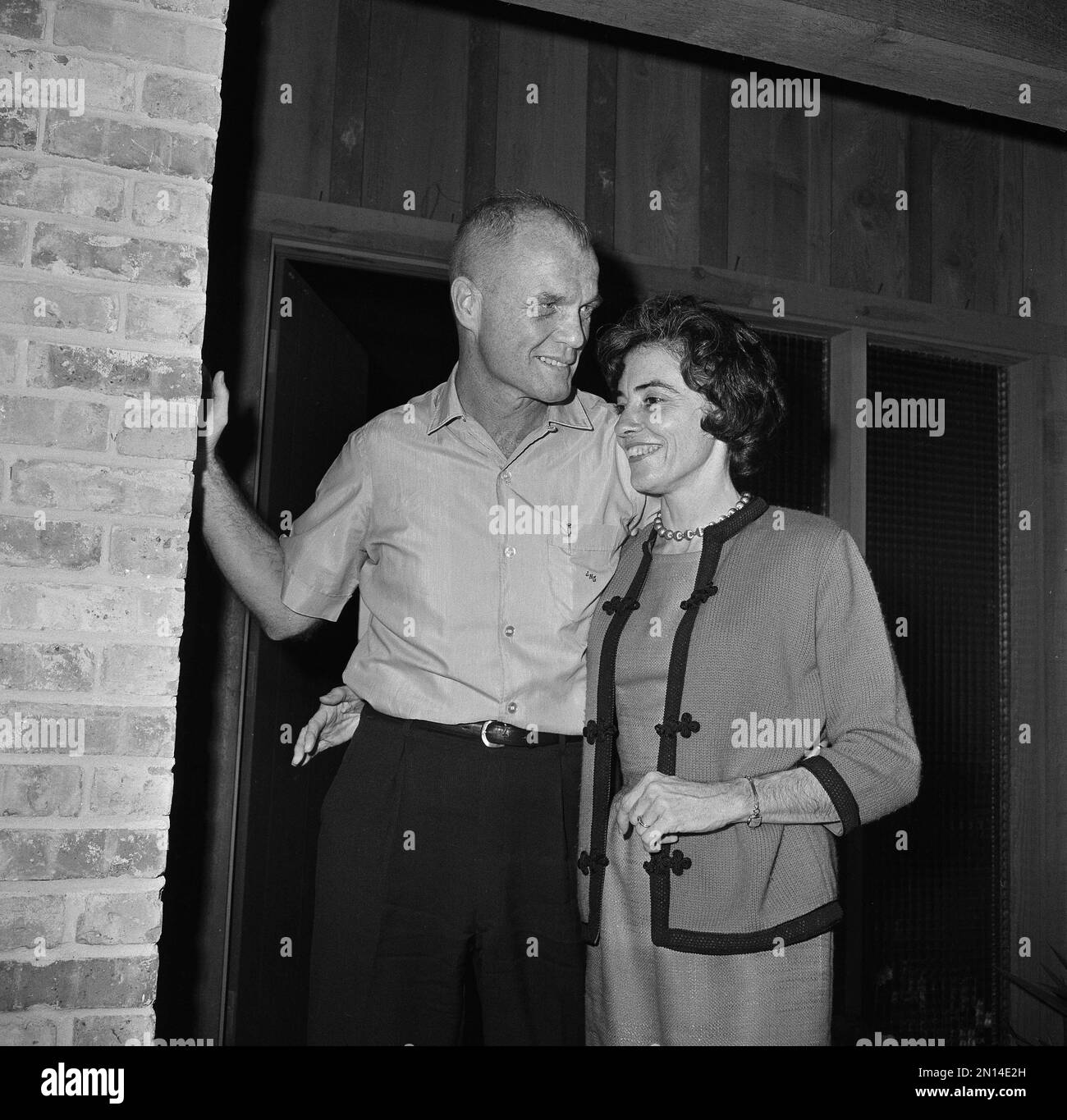 Marine Lt. Col. John Glenn Jr. poses with his wife Annie as they face ...
