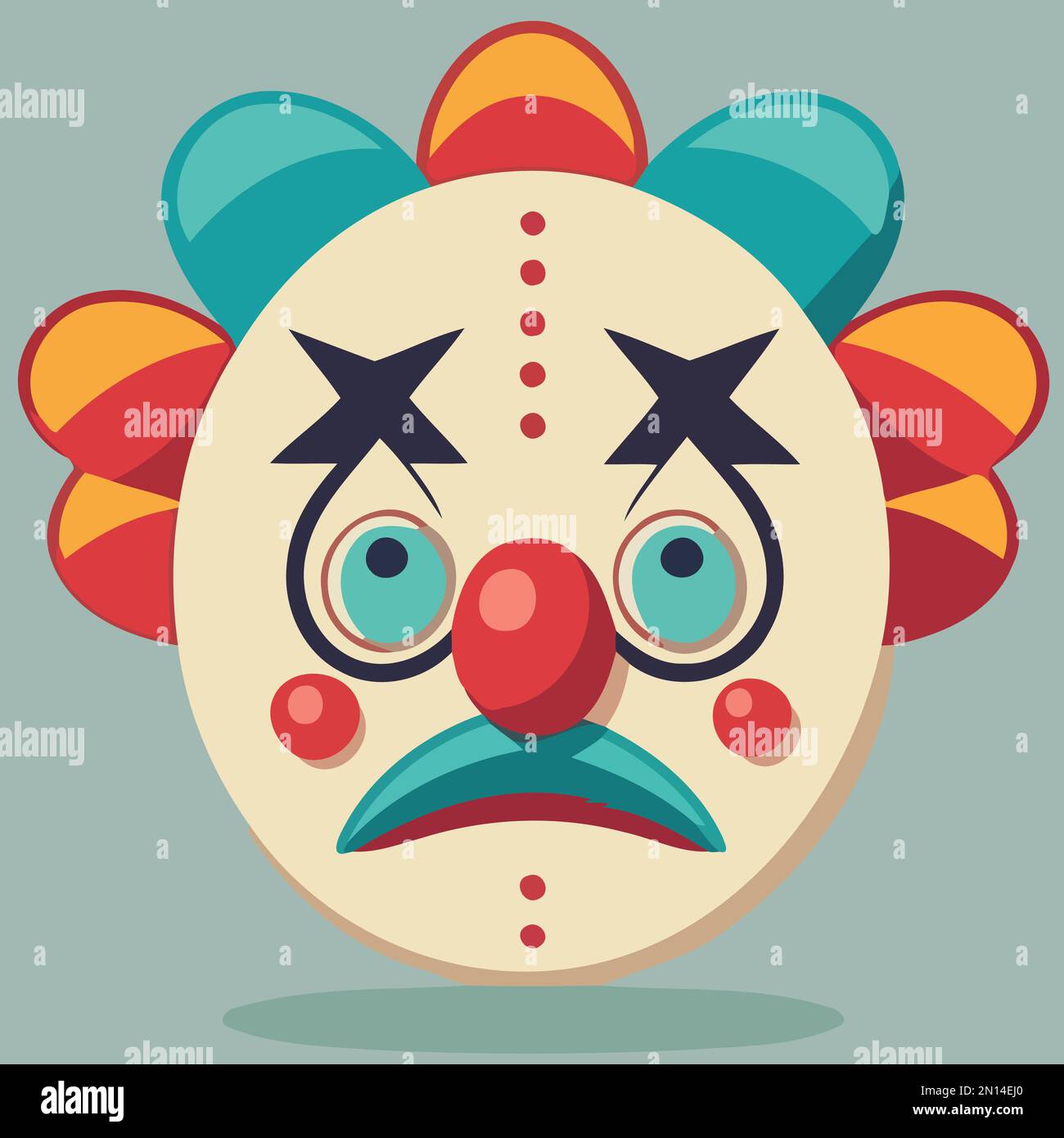 face of person in clown costume minimalist vector illustration Stock ...