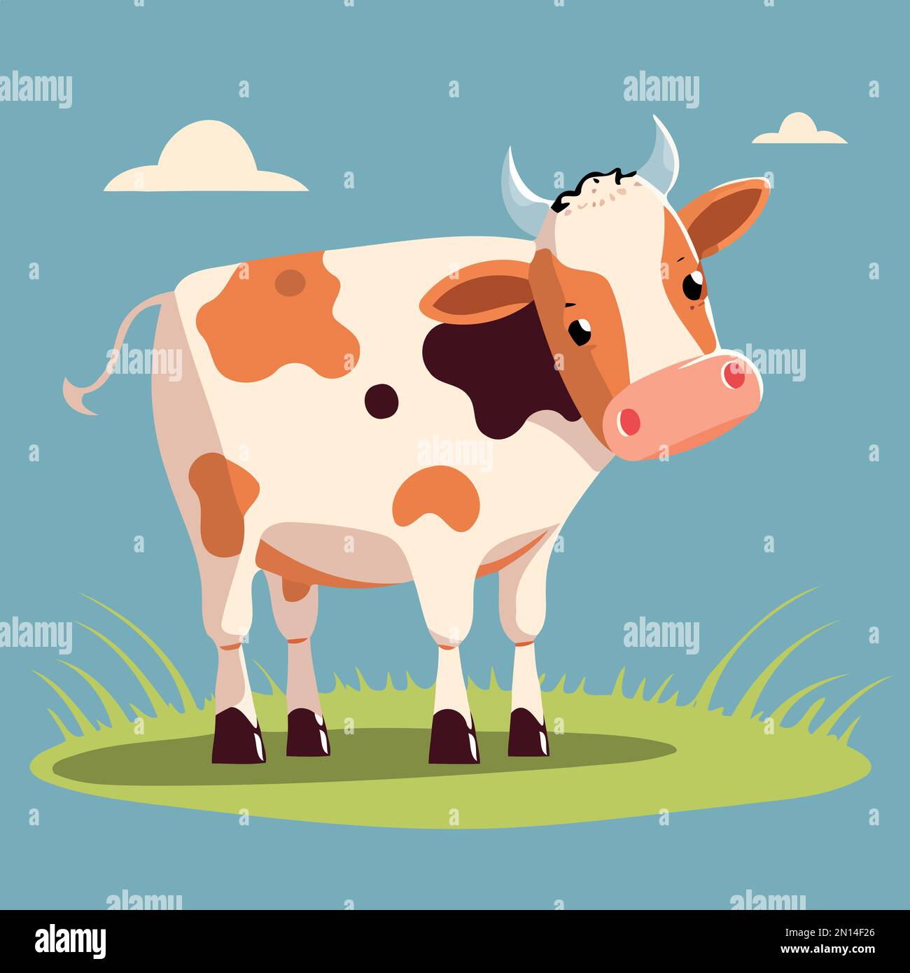 Farm animal vector drawing an adult big cow Stock Vector Image & Art ...