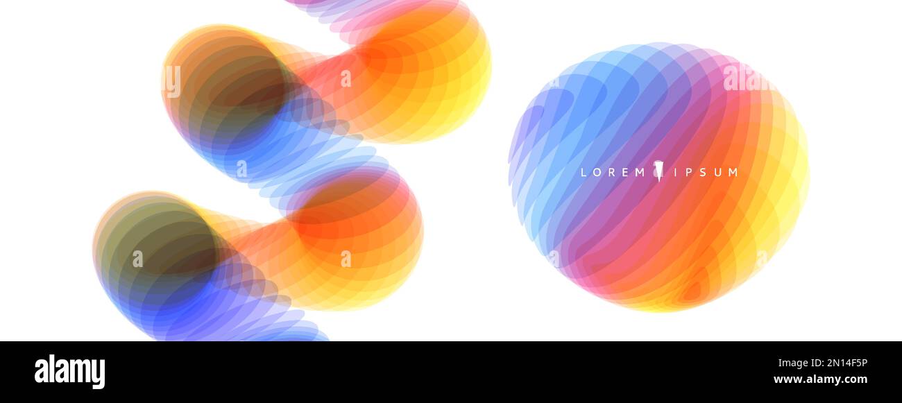 Spiral and sphere. Abstract geometric design. 3d vector illustration made of various overlapping ...