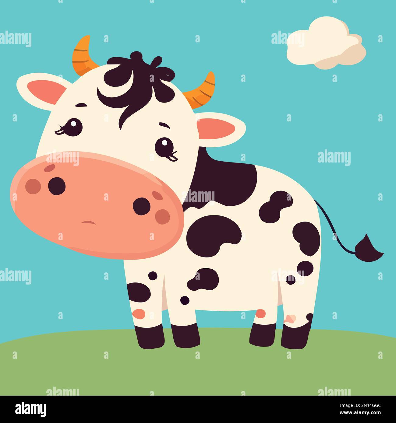 Farm animal vector drawing an adult big cow Stock Vector Image & Art ...