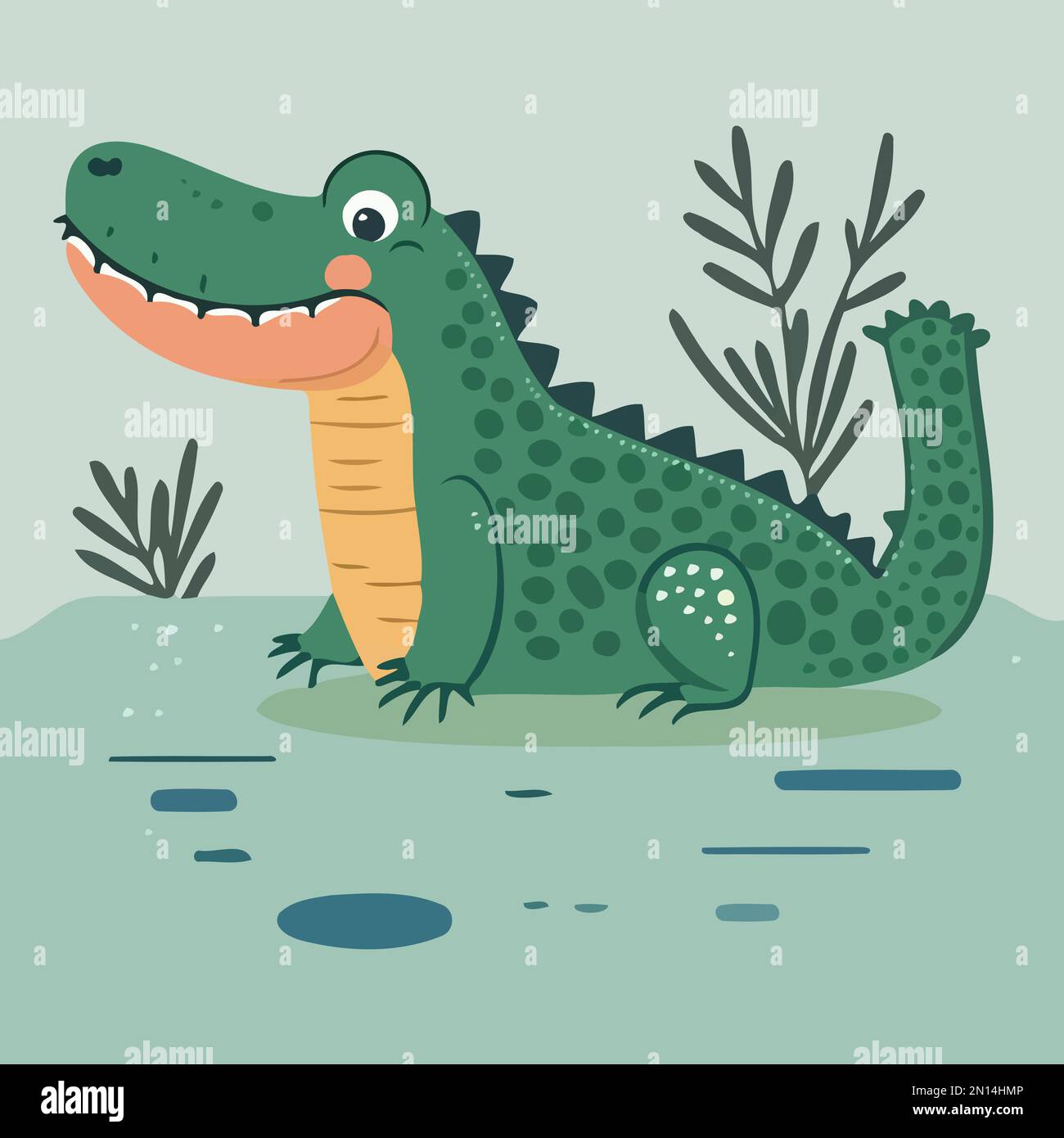 cute crocodile reptile animal body vector illustration Stock Vector ...