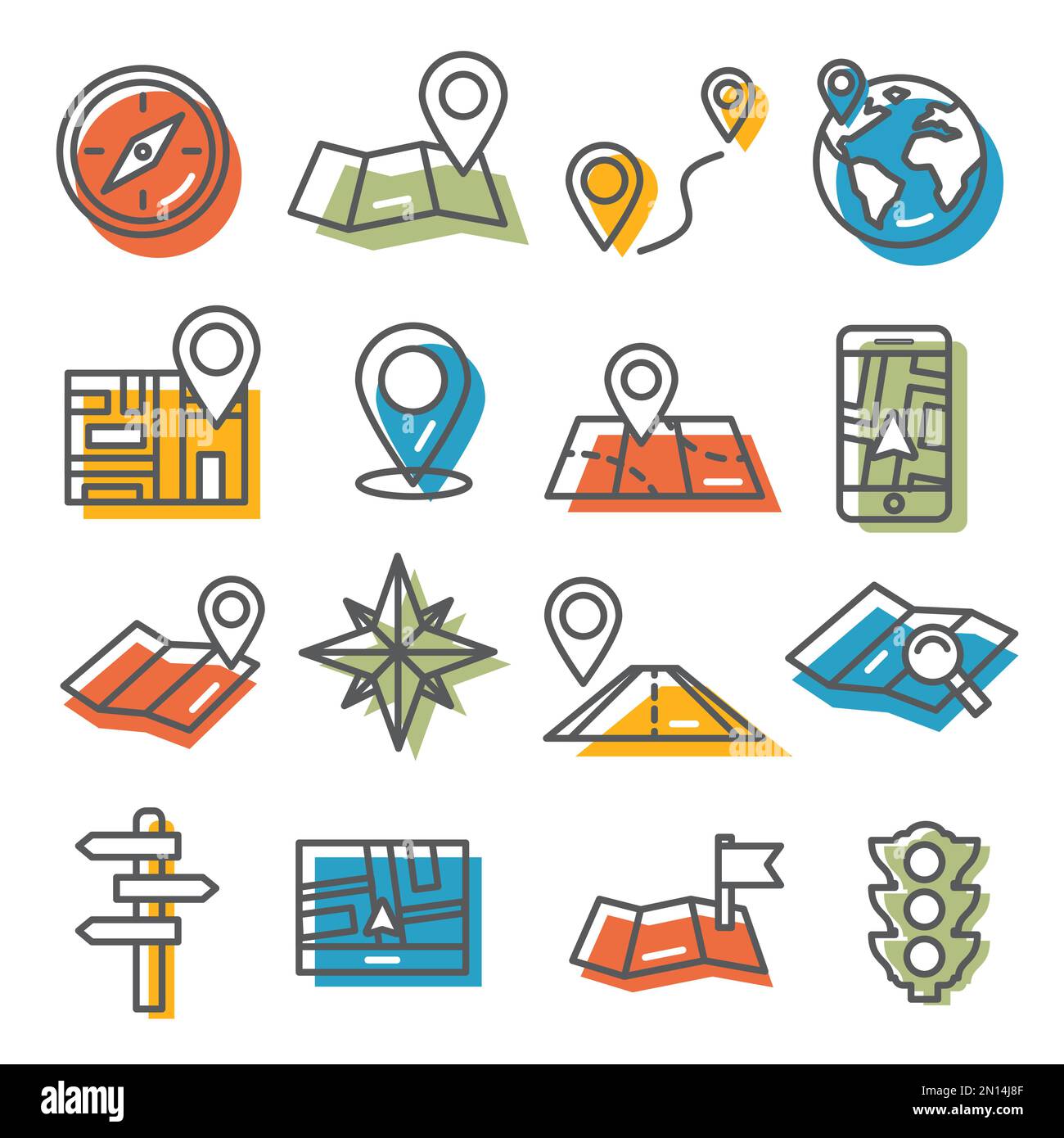 Location and map icons set on white background Stock Vector Image & Art ...