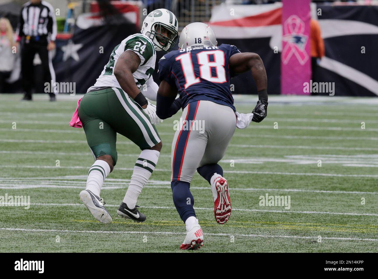 New York Jets cornerback Darrelle Revis (24) defends against New ...