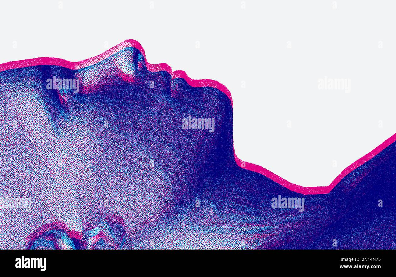 Man looking up. Abstract digital human head. Minimalistic design for ...