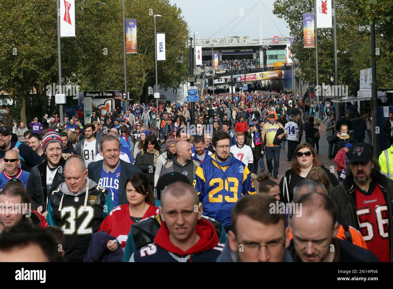 Spectators fill Wembley Way as they arrive for the NFL game between ...