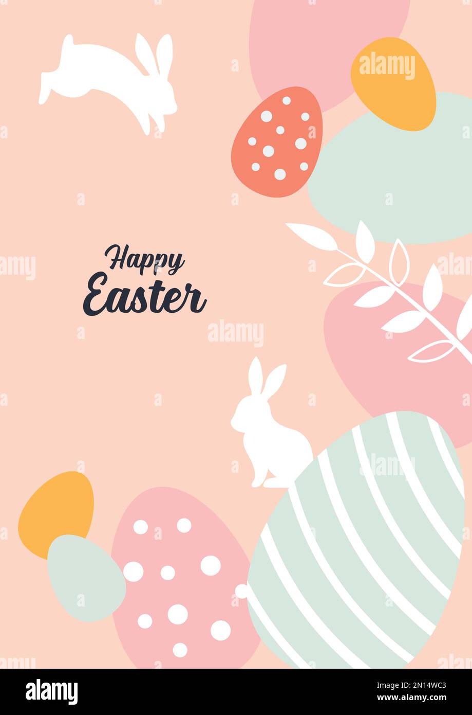 Rabbit Silhouette Happy Ester Poster. Vector Graphic Design Stock ...