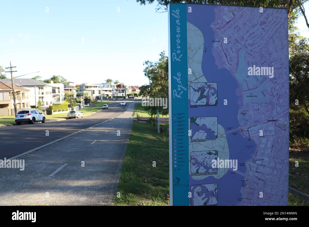 Ryde Riverwalk sign on Waterview Street, Putney, in Sydney, NSW ...