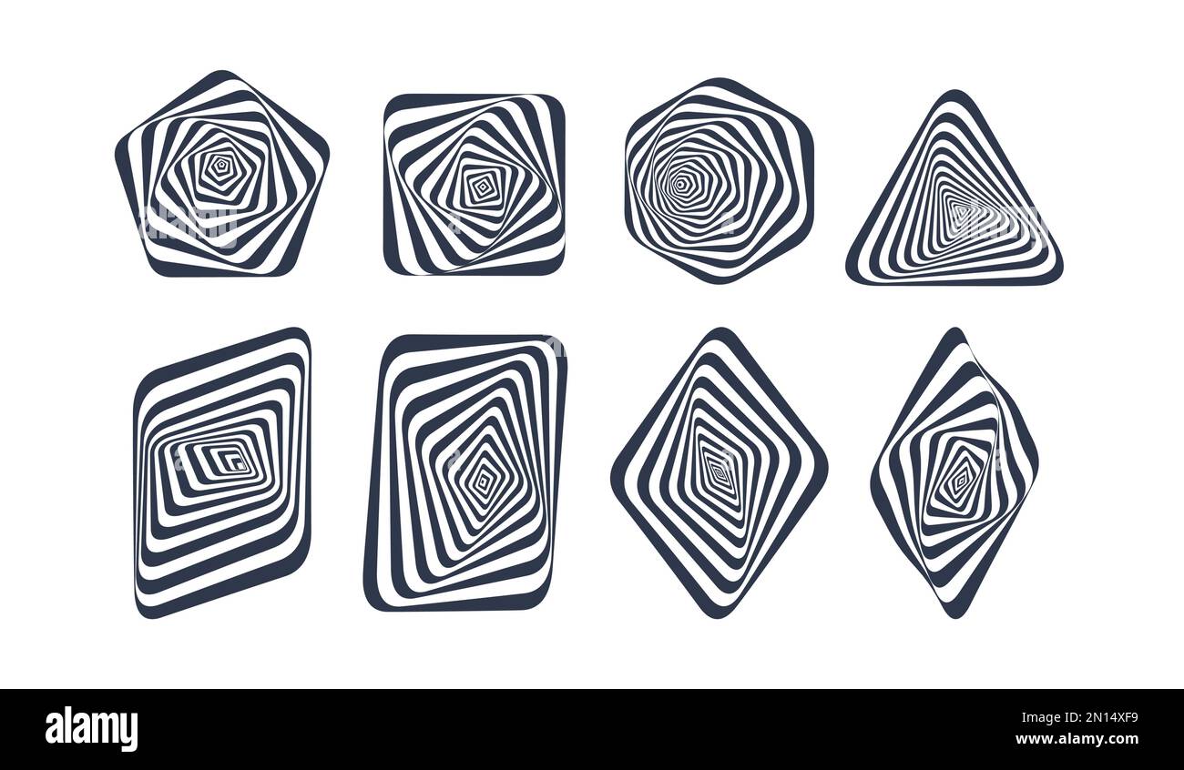 Abstract striped design element. Optical art. 3d vector illustration ...