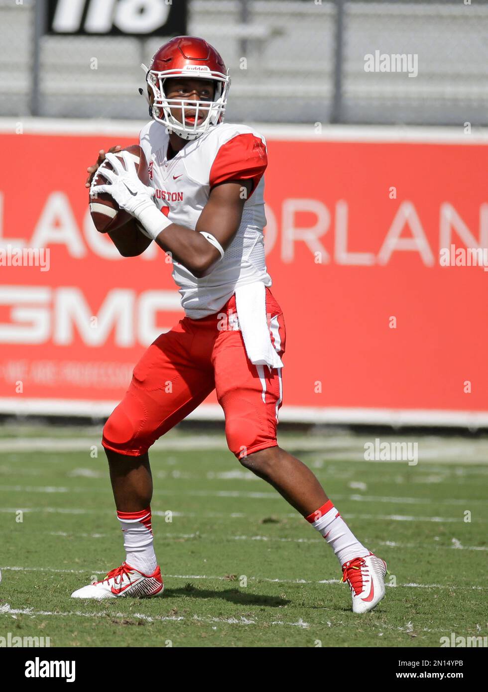 Houston quarterback Greg Ward Jr. looks for a receiver during the first ...
