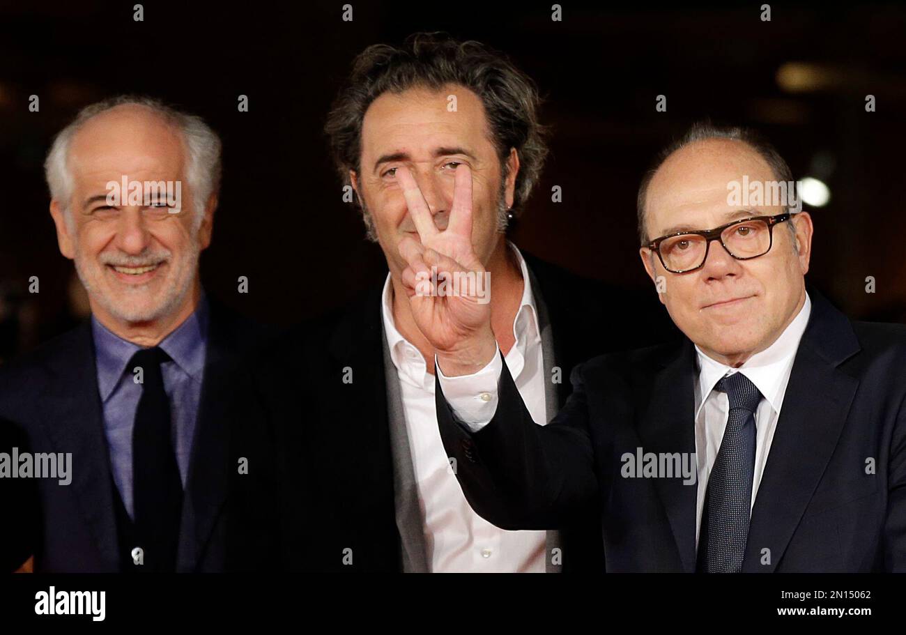 From left, actor Tony Servillo, director Paolo Sorrentino and actor ...