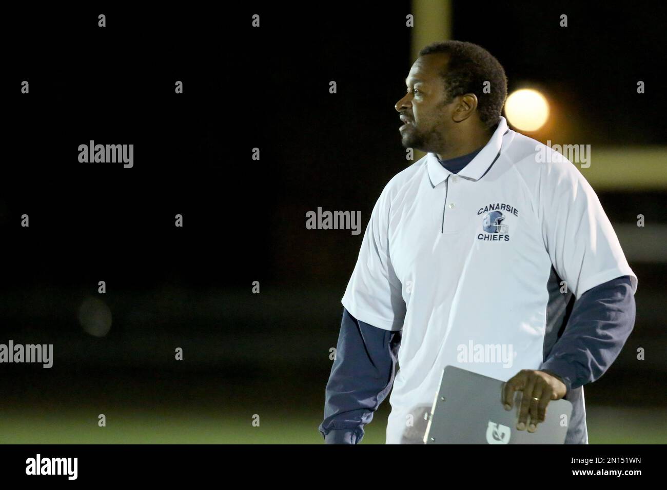 Canarsie Chiefs head coach Kyle Allen works the sidelines against the ...