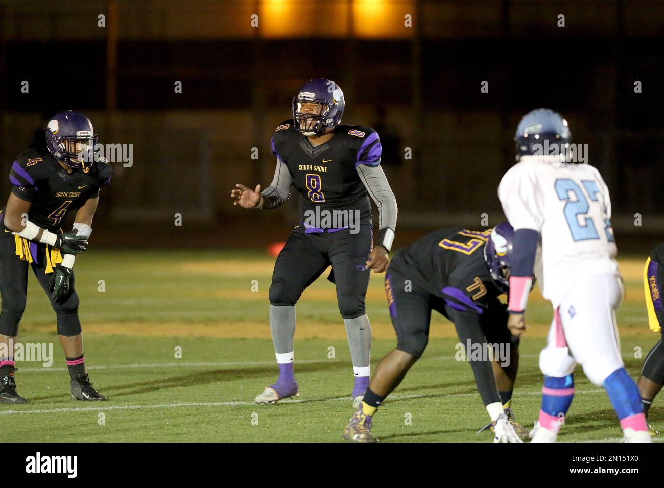 South Shore Vikings QB Jason Martin #8 calls signals against the ...