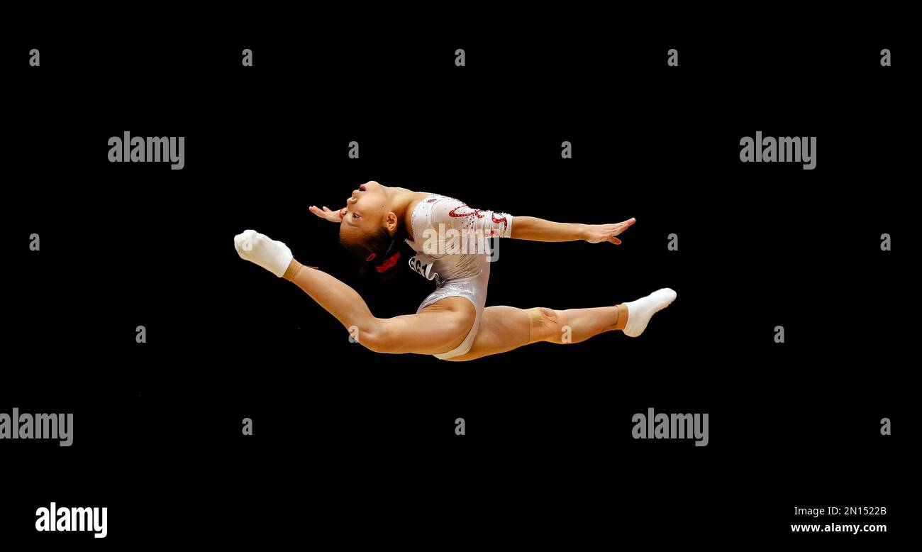 China's Yan Wang performs during her floor routine as she takes part in ...