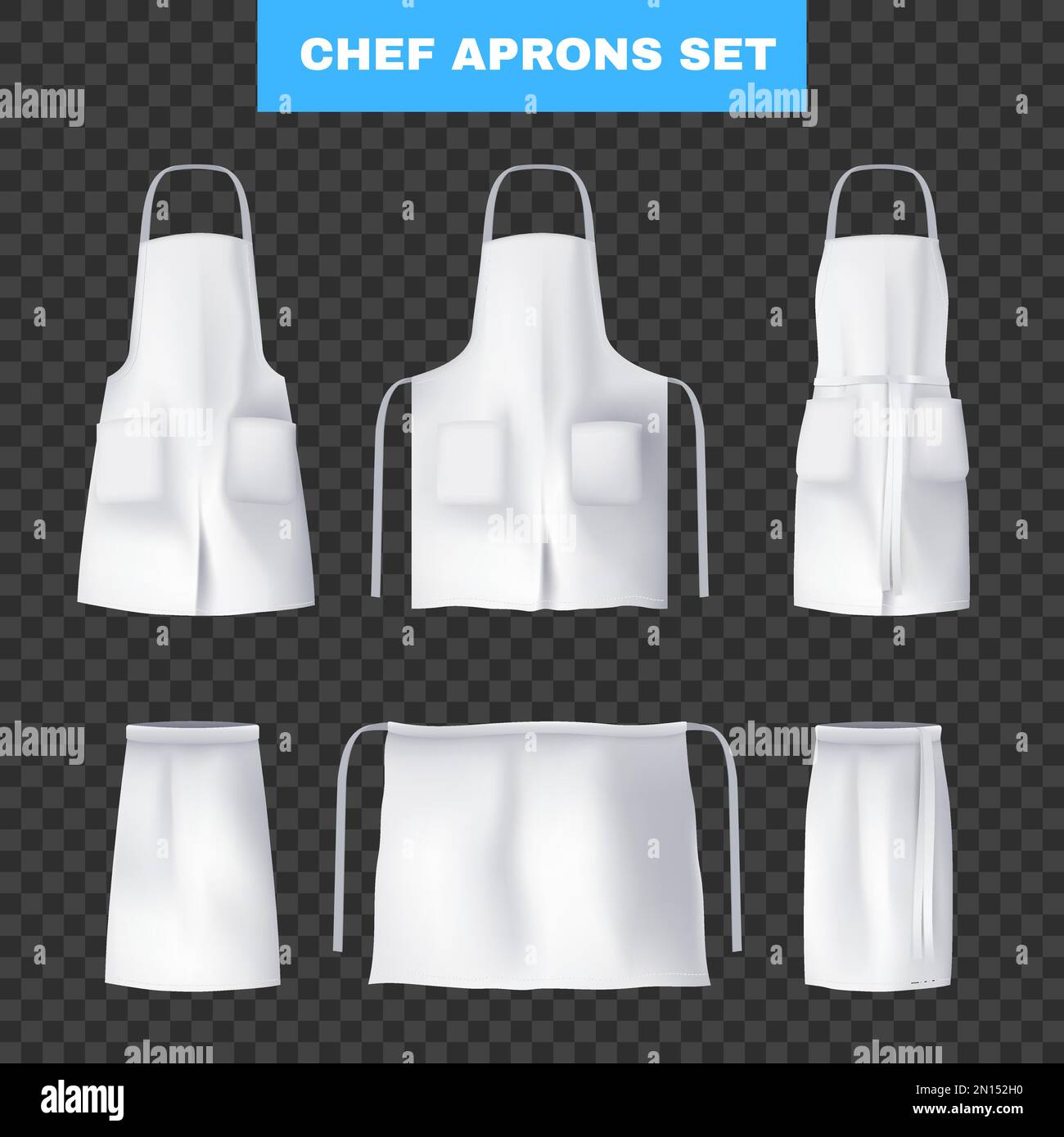Realistic culinary chef aprons icon set white different types kinds and ...