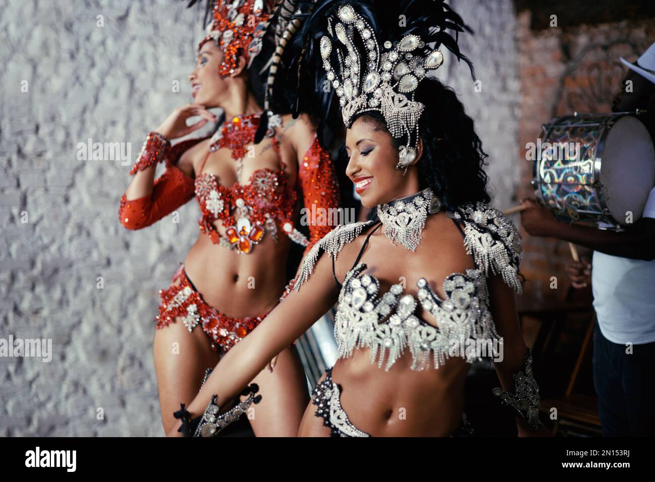 For the joy of samba. two beautiful samba dancers performing in a carnival Stock Photo - Alamy