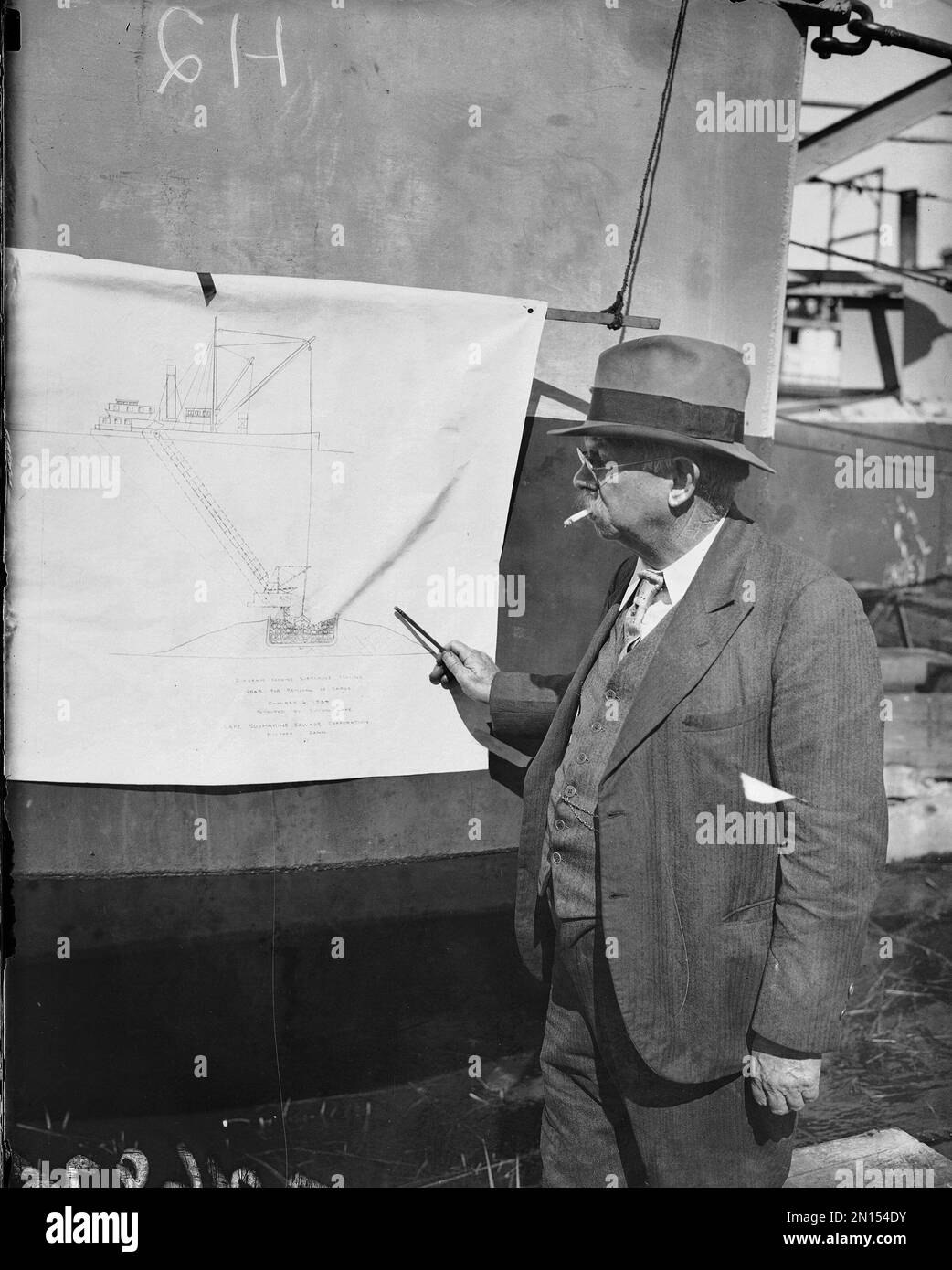 Simon Lake, inventor of the submarine salvage craft Laksco, which was ...