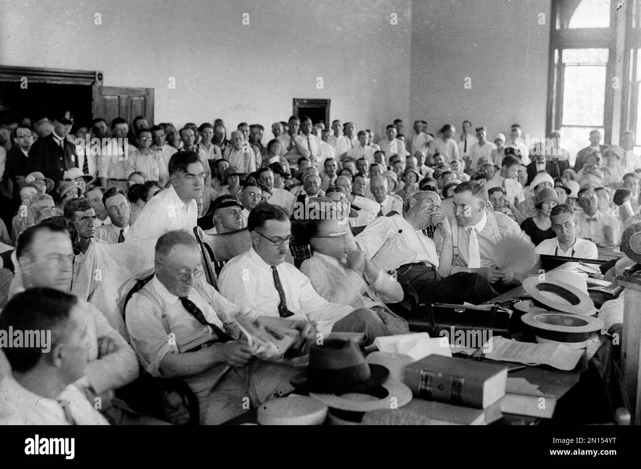 Packed courtroom scene during the Scope's Monkey trial in Dayton, Tenn ...