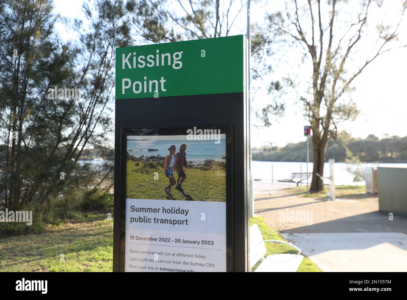 Sign for Kissing Point ferry stop, Putney in Sydney, NSW, Australia ...
